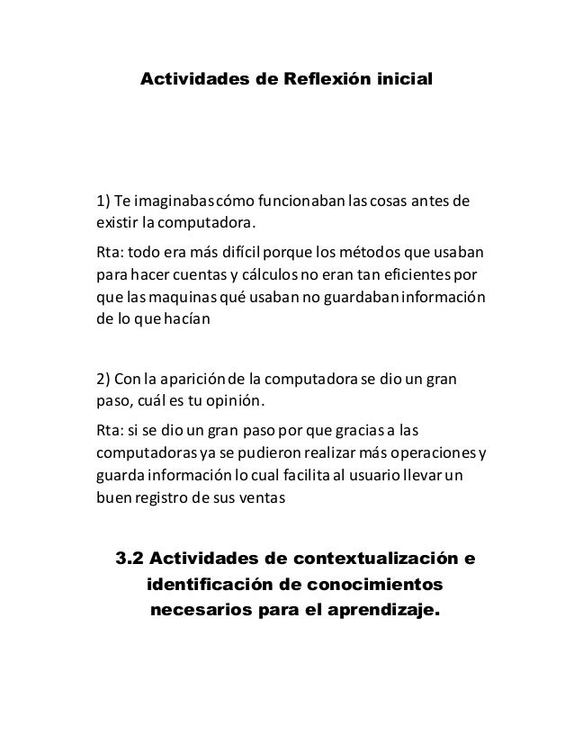 Actividades de reflexión inicial Actividades de reflexión inicial
