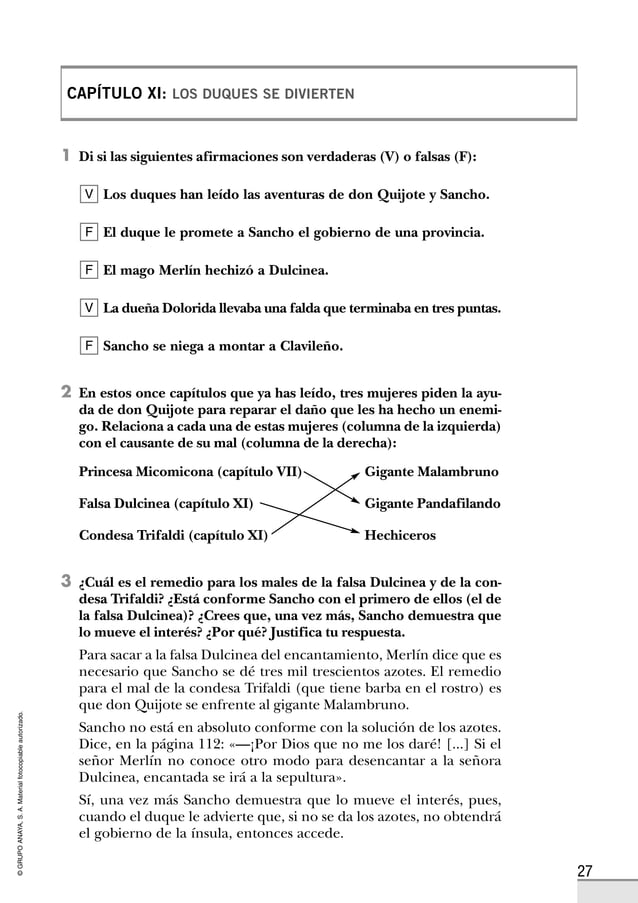 Actividades don quijote de la mancha | PDF