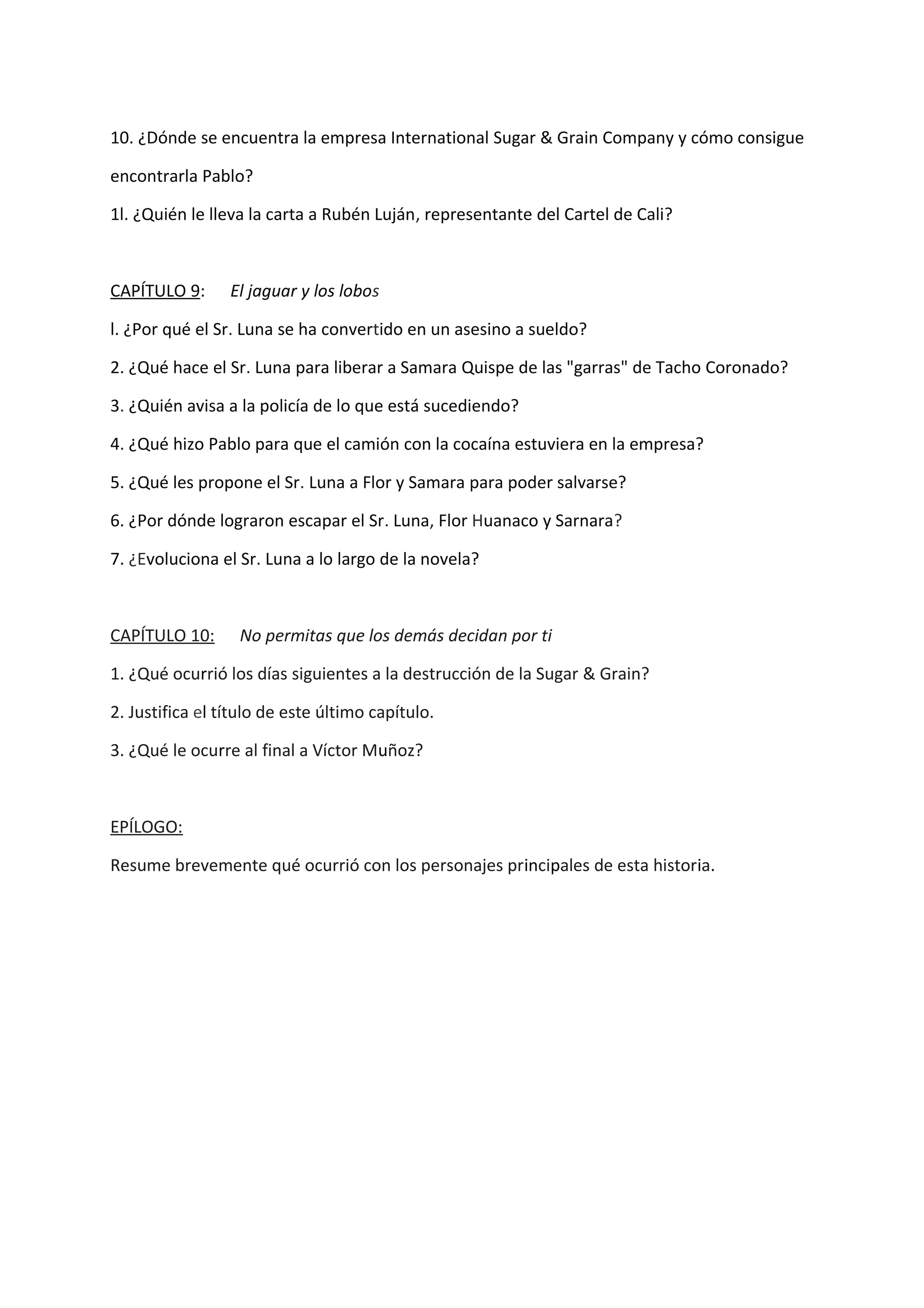 Actividades El último trabajo del señor Luna. | DOC