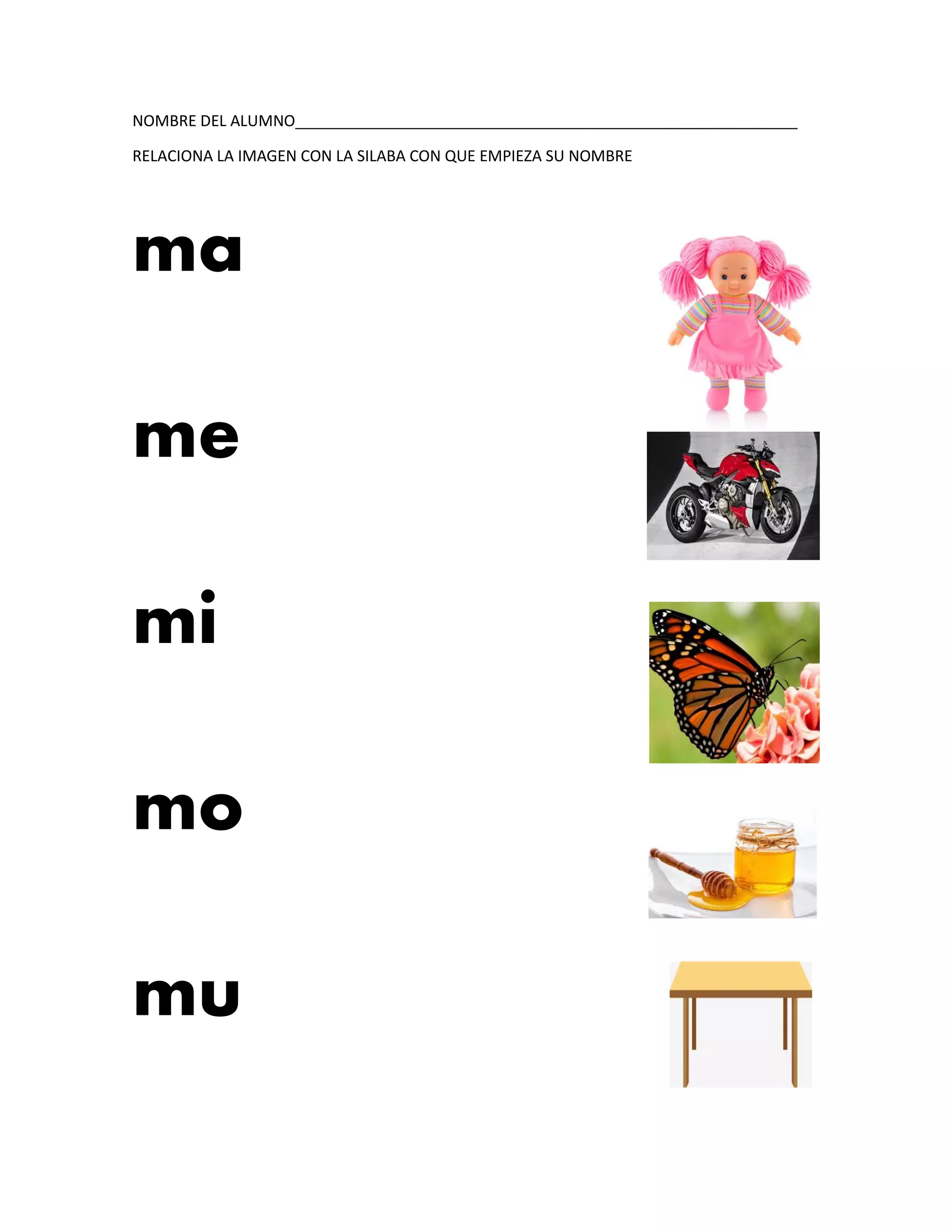 Hojas De Trabajo De Fonética De La Letra M