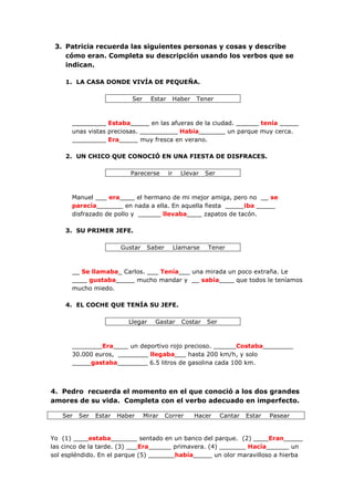Actividades imperfecto | PDF
