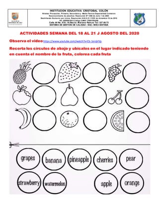 Actividades ingles las frutas | DOCX