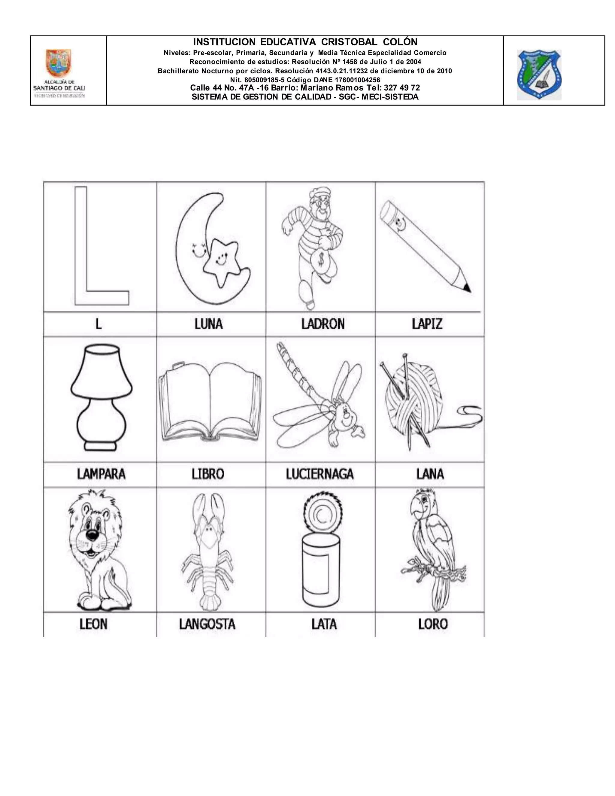 Actividades letra l | DOCX