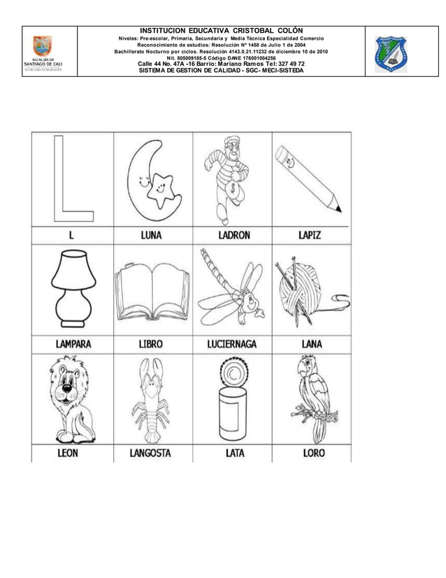 Actividades letra l | DOCX