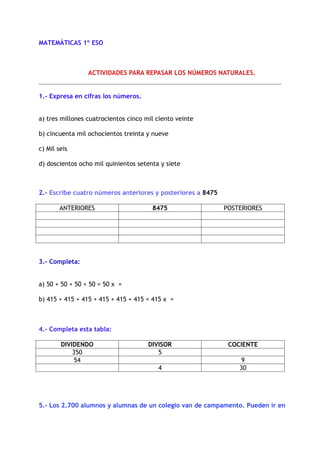 Actividades+matematicas+1º+eso | DOC