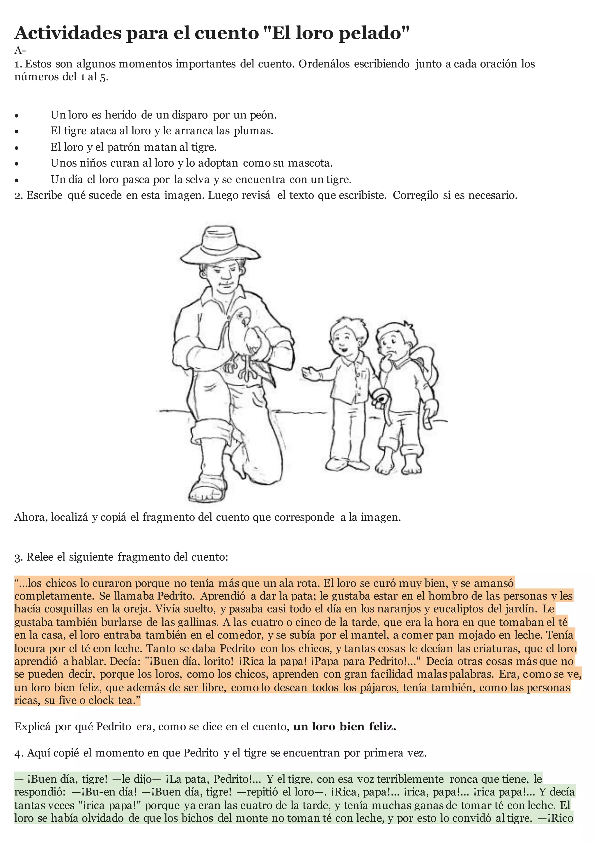 Actividades para el cuento | DOCX