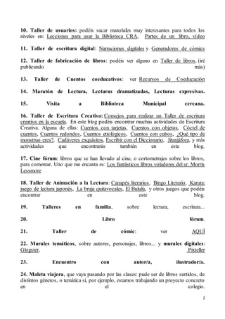 Actividades para el fomento de la lectura y la escritura | DOCX