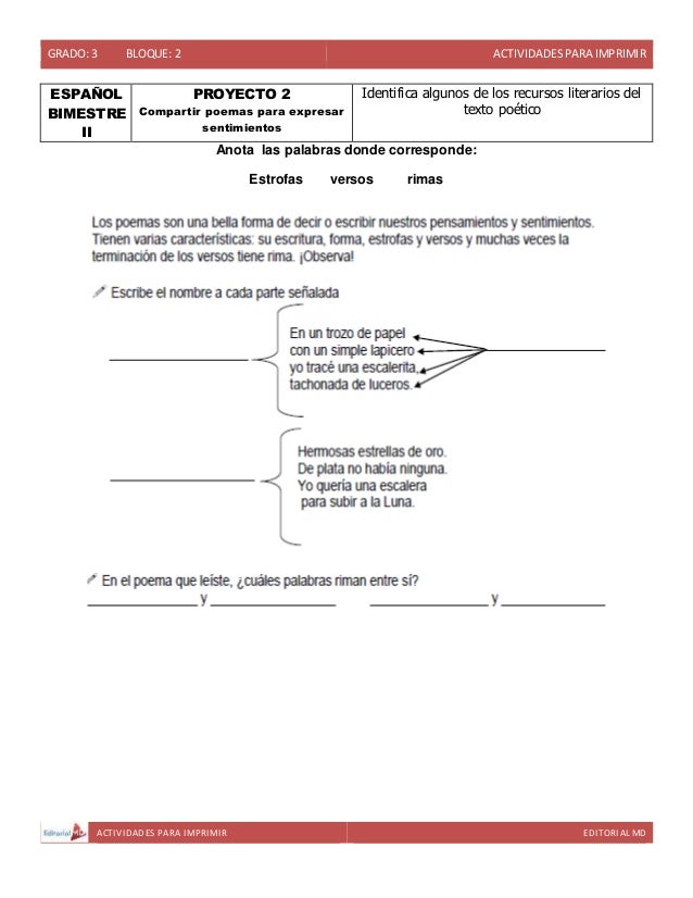 Poemas Para Niños De Tercer Grado Primaria - Actividad del Niño