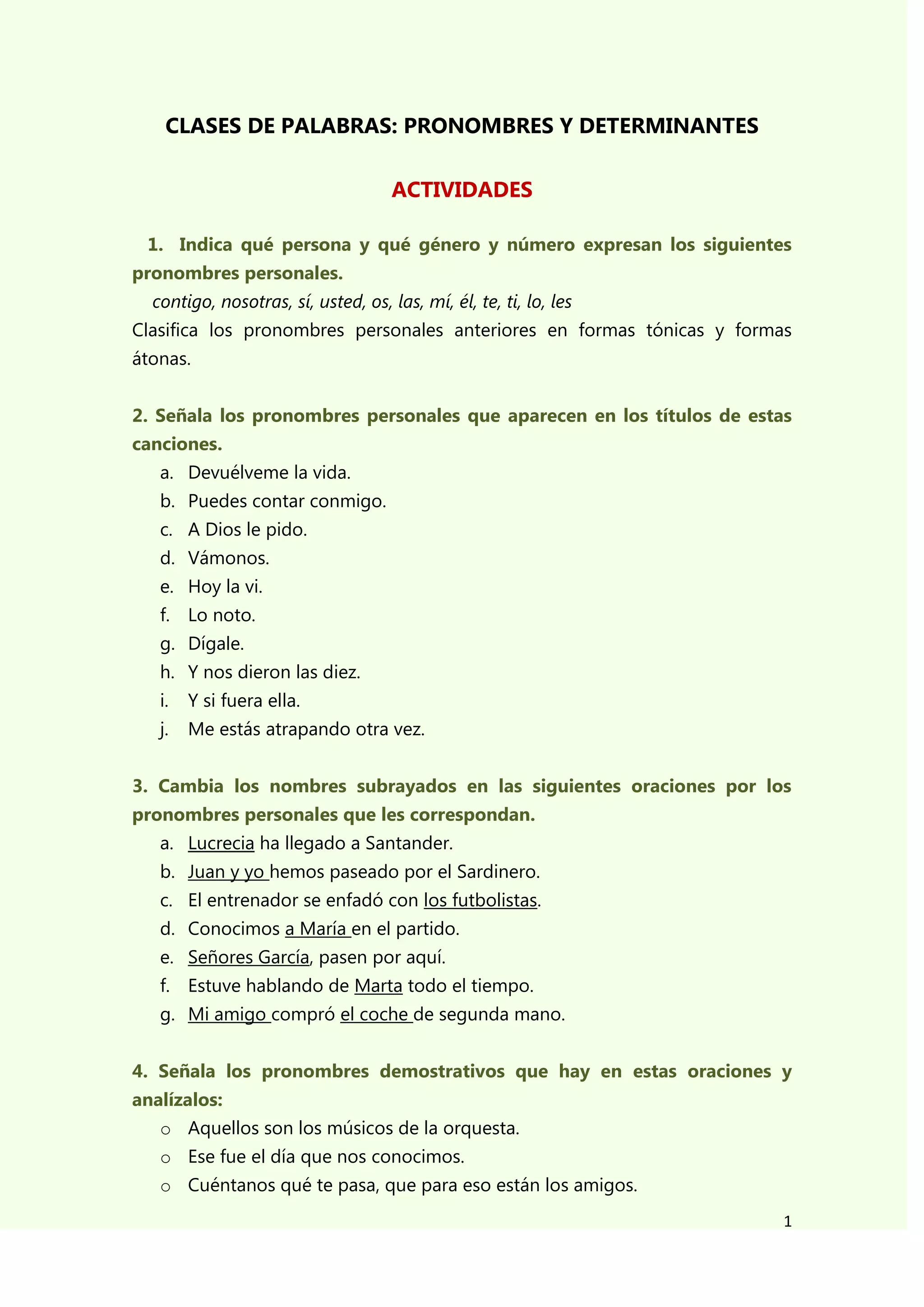 Pronombres Posesivos Actividades