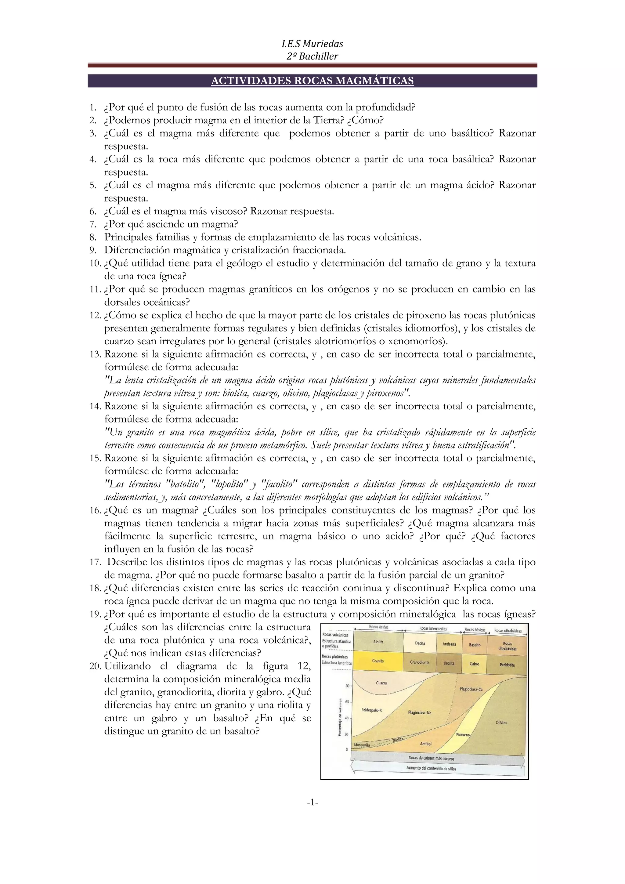 Actividades rocas magmaticas | PDF