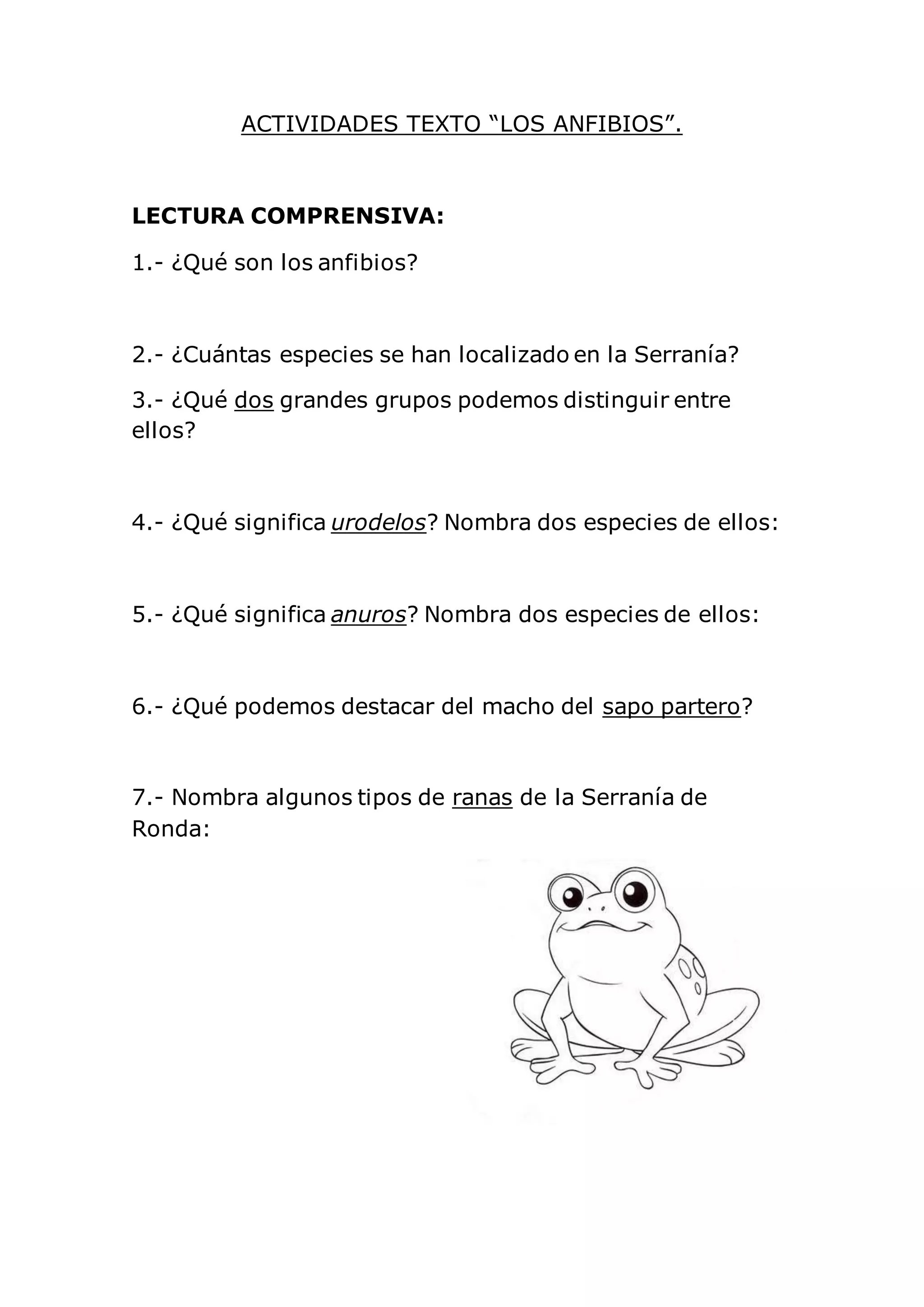 Actividades texto los anfibios | PDF
