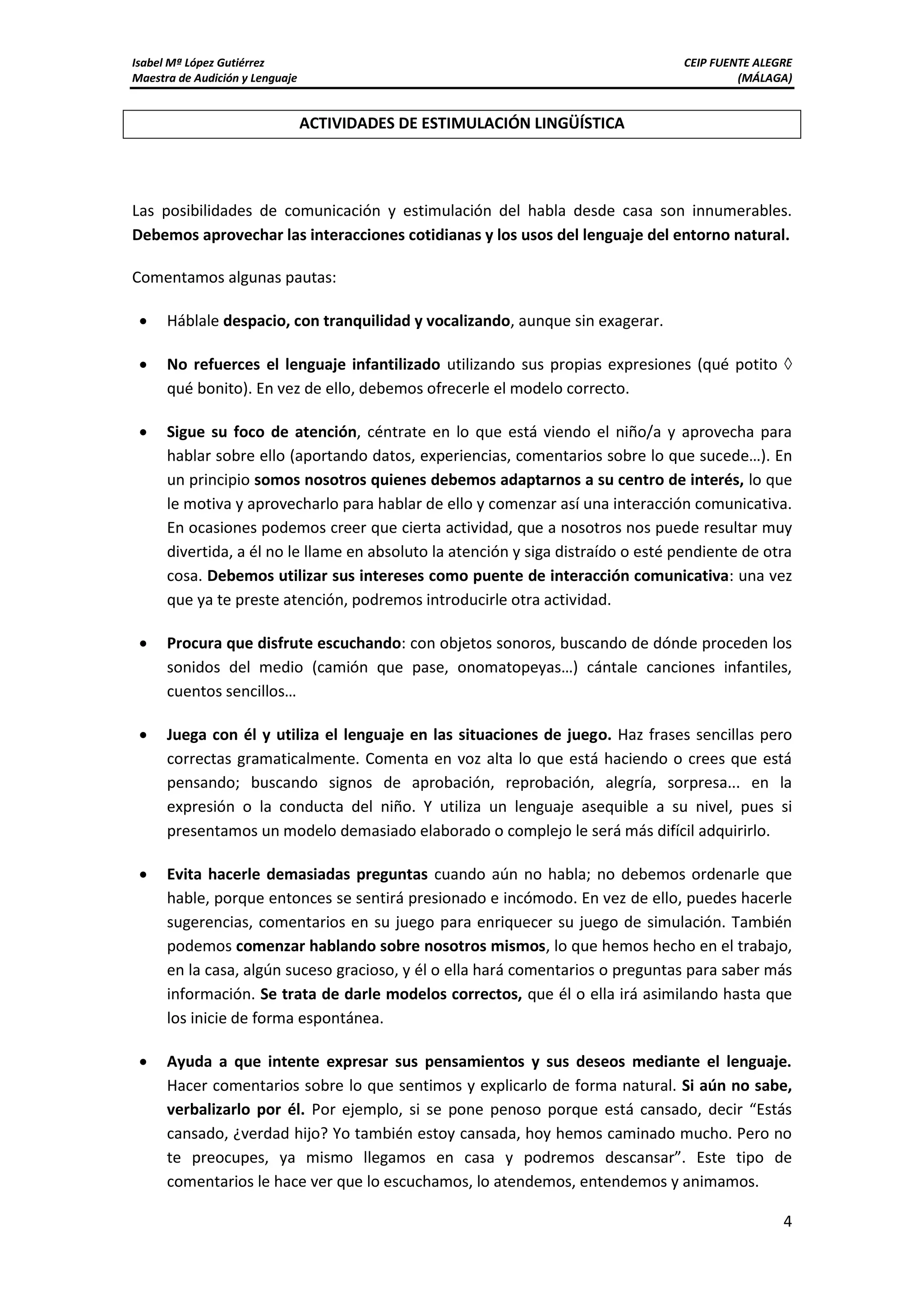 Actividades y juegos con el lenguaje infantil | PDF