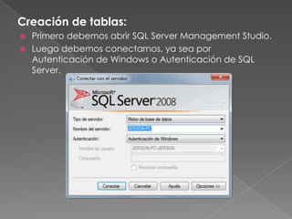 Creación de tablas en SQL Server | PPTX