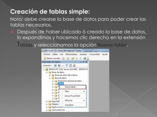 Creación de tablas en SQL Server | PPTX