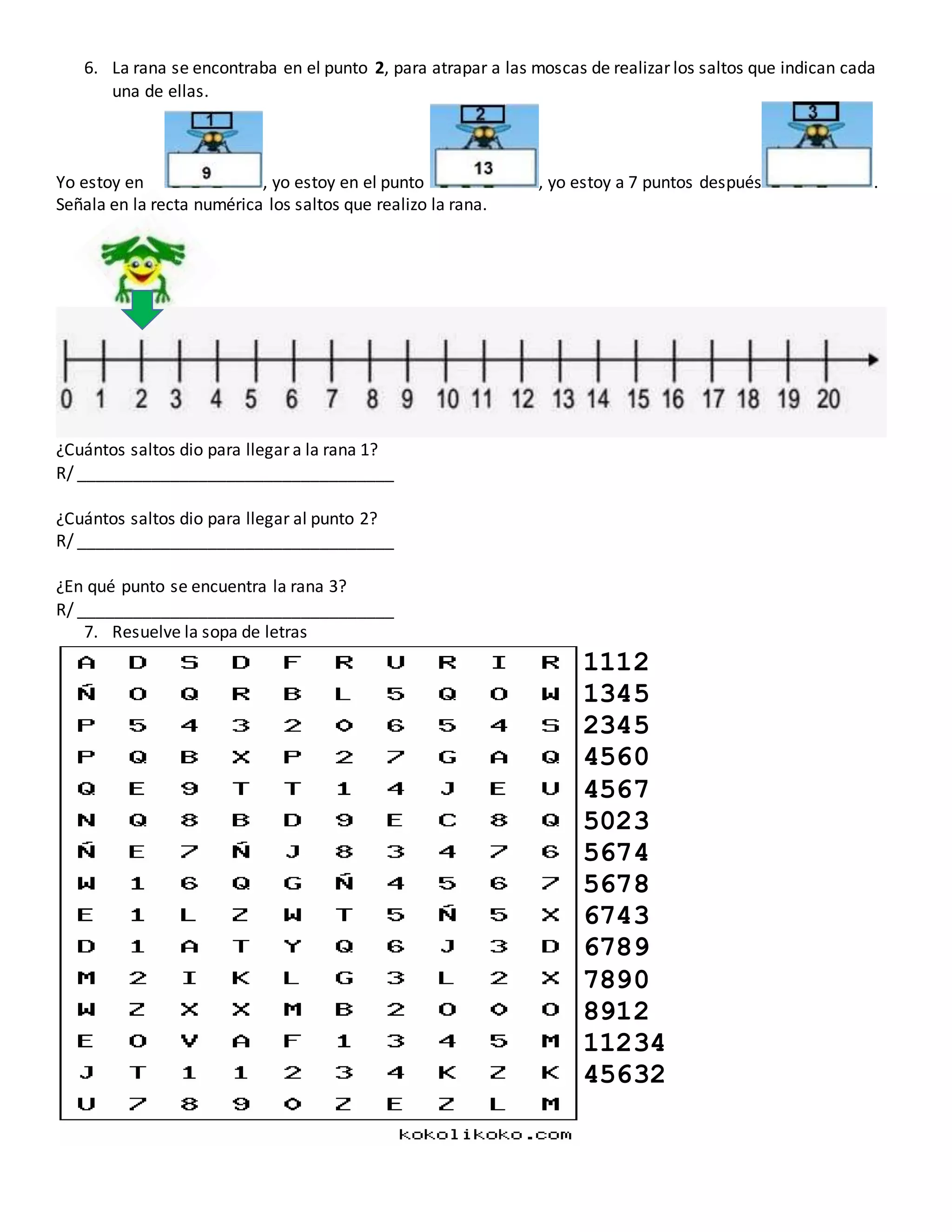 Actividad lectura y escritura de numeros recta numerica | DOCX