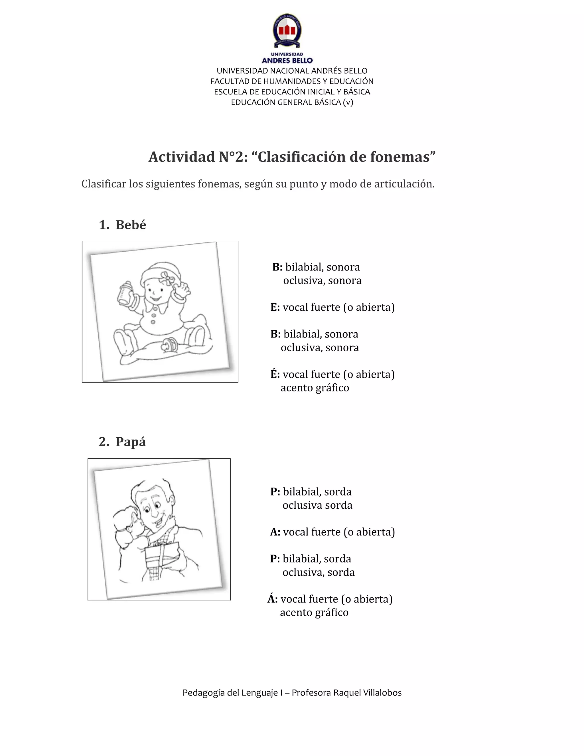 Actividad n°2 clasificacion de fonemas | PDF