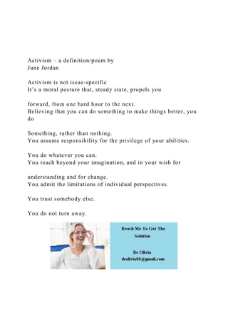 Activism – a definitionpoem by June JordanActivism is n.docx