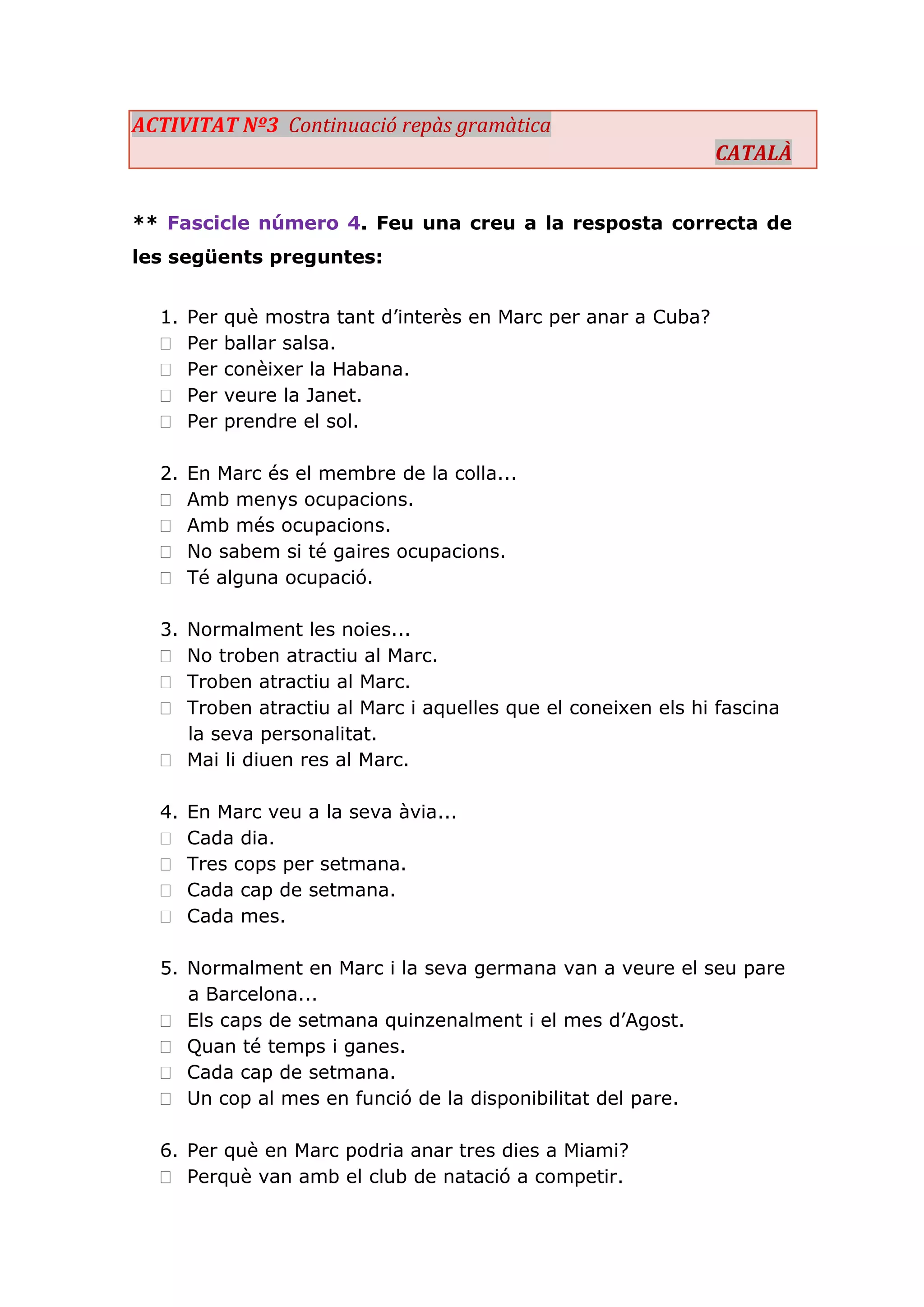 Activitat 4 comprensió lectora | PDF