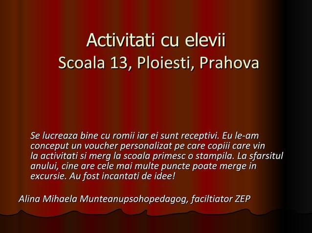 Activitati extrascolare cu elevii | PPT