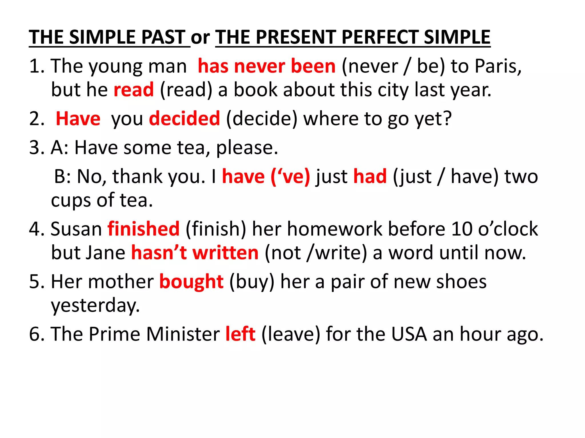 Past Tenses revision | PPT