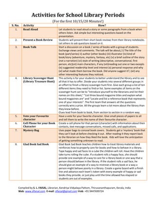 Activities for School Library Periods | PDF