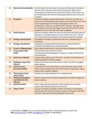 Activities for School Library Periods | PDF