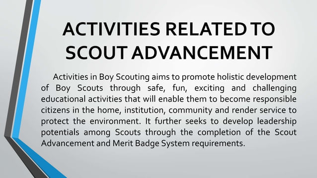 ACTIVITIES-IN-BOY-SCOUTING.pptx | Secondary Education | Education