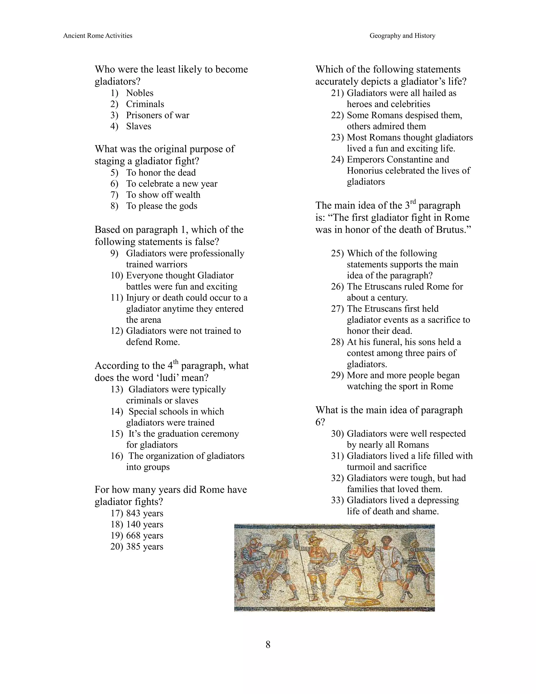 Activities ancient rome | PDF