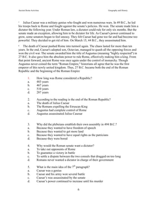 Activities ancient rome | PDF