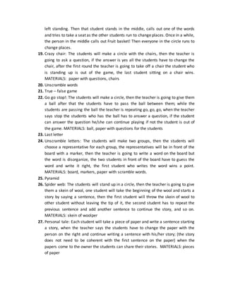 Activities and games for warming up students | PDF