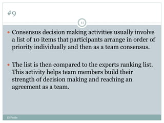 Activities and practices that improve the strength and performanace of ...