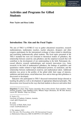 Activities And Programs For Gifted Students | PDF