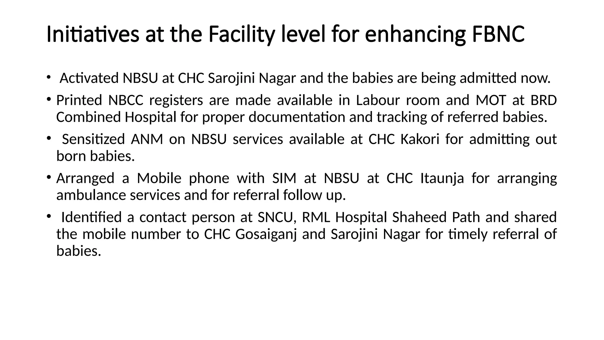 Activities done in Improving FBNC-Lucknow District.pptx