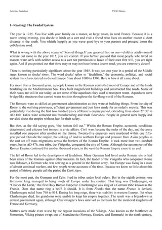 Activities feudalism | PDF