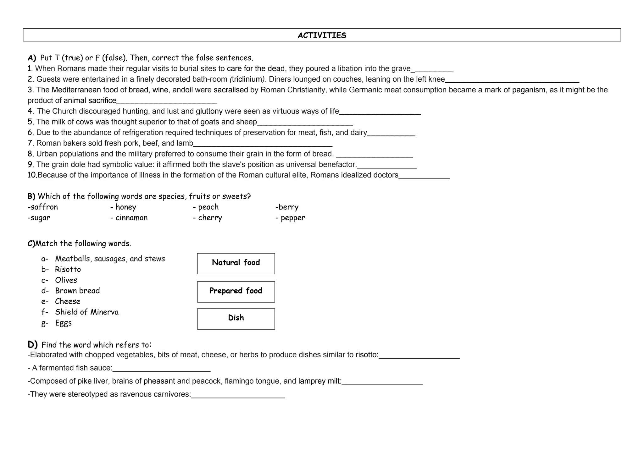 Activities food in the Roman Empire | PPT