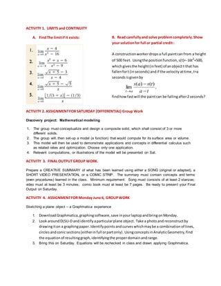Activities for basic calculus (final) | DOCX