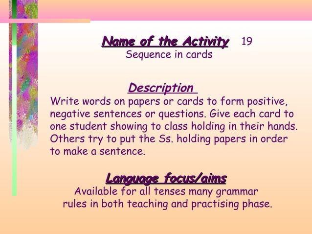Activities for english lesson | PPT