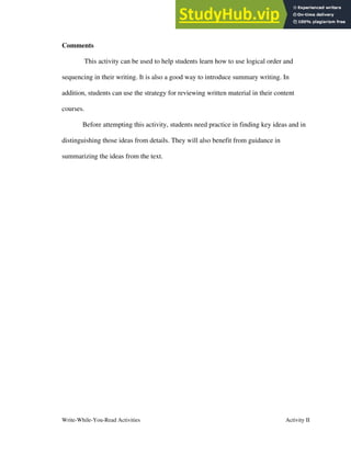 ACTIVITIES FOR INTEGRATING READING AND WRITING IN THE LANGUAGE ...