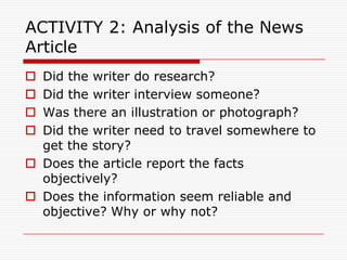 Activities for journalistic skills | PPT