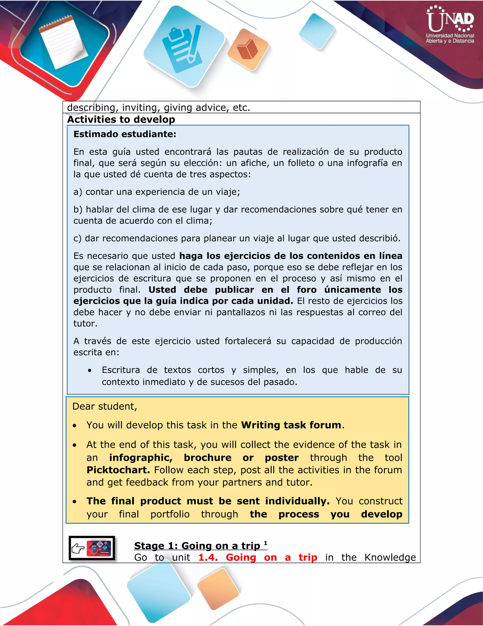 Activities guide and evaluation rubric task 3 - writing task forum | DOC