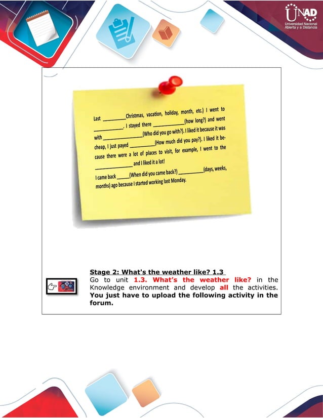 Activities guide and evaluation rubric task 3 - writing task forum | DOC | Travel Preparation ...