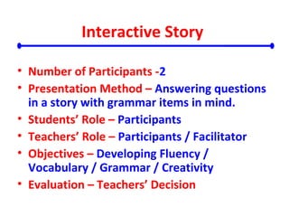 Activities in a Spoken English class | PPT