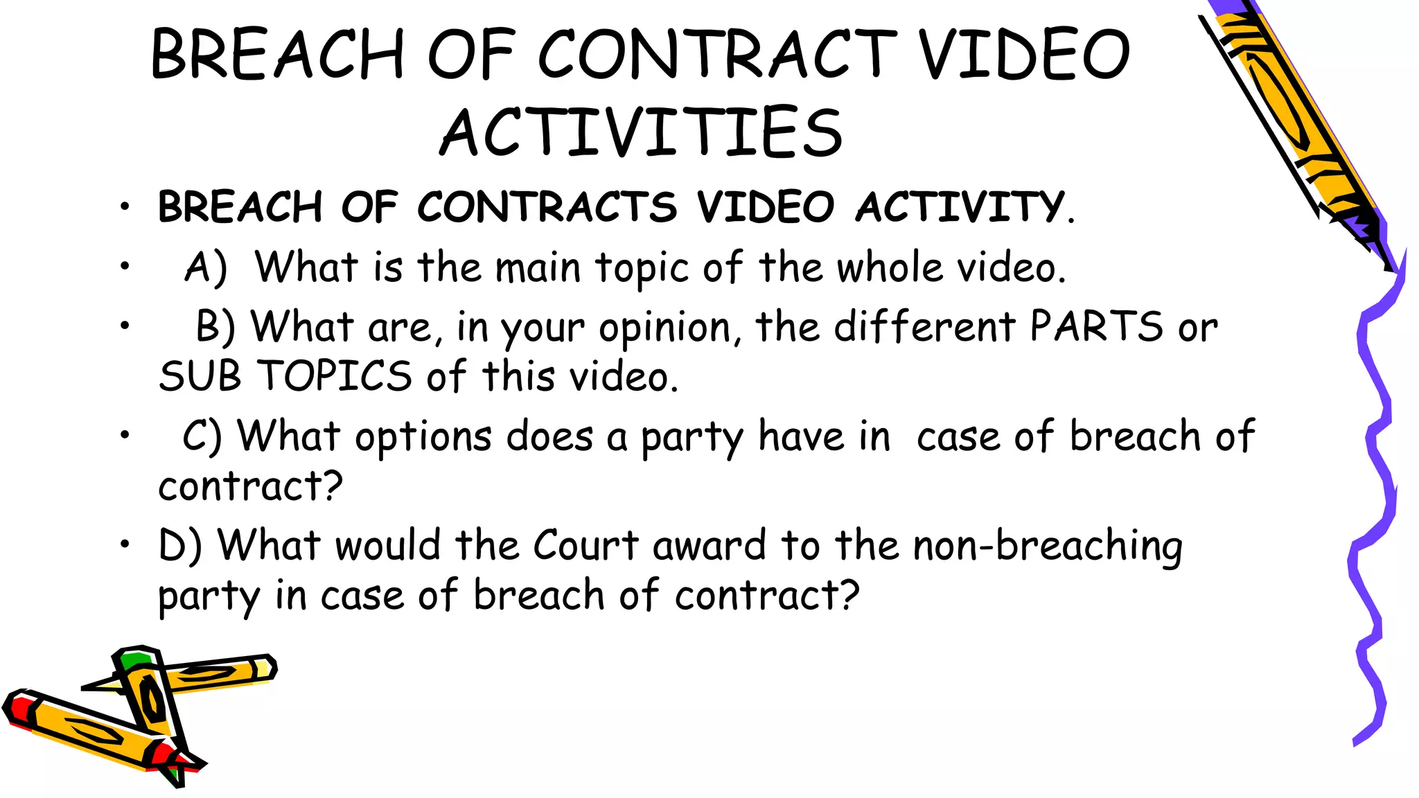 Activities in class- Unit 6 Contract Law. Contract wording | PPTX
