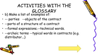 Activities in class- Unit 6 Contract Law. Contract wording | PPTX
