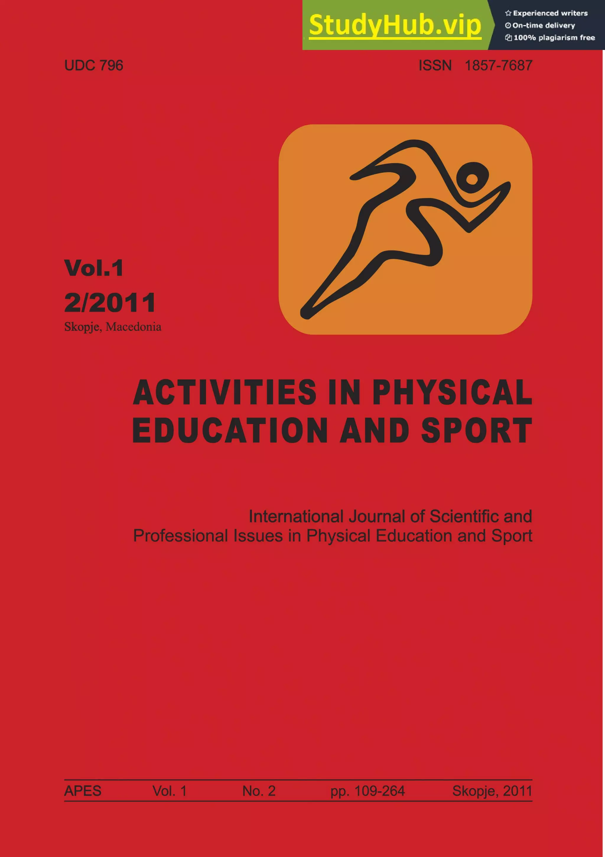 ACTIVITIES IN PHYSICAL EDUCATION AND SPORT | PDF