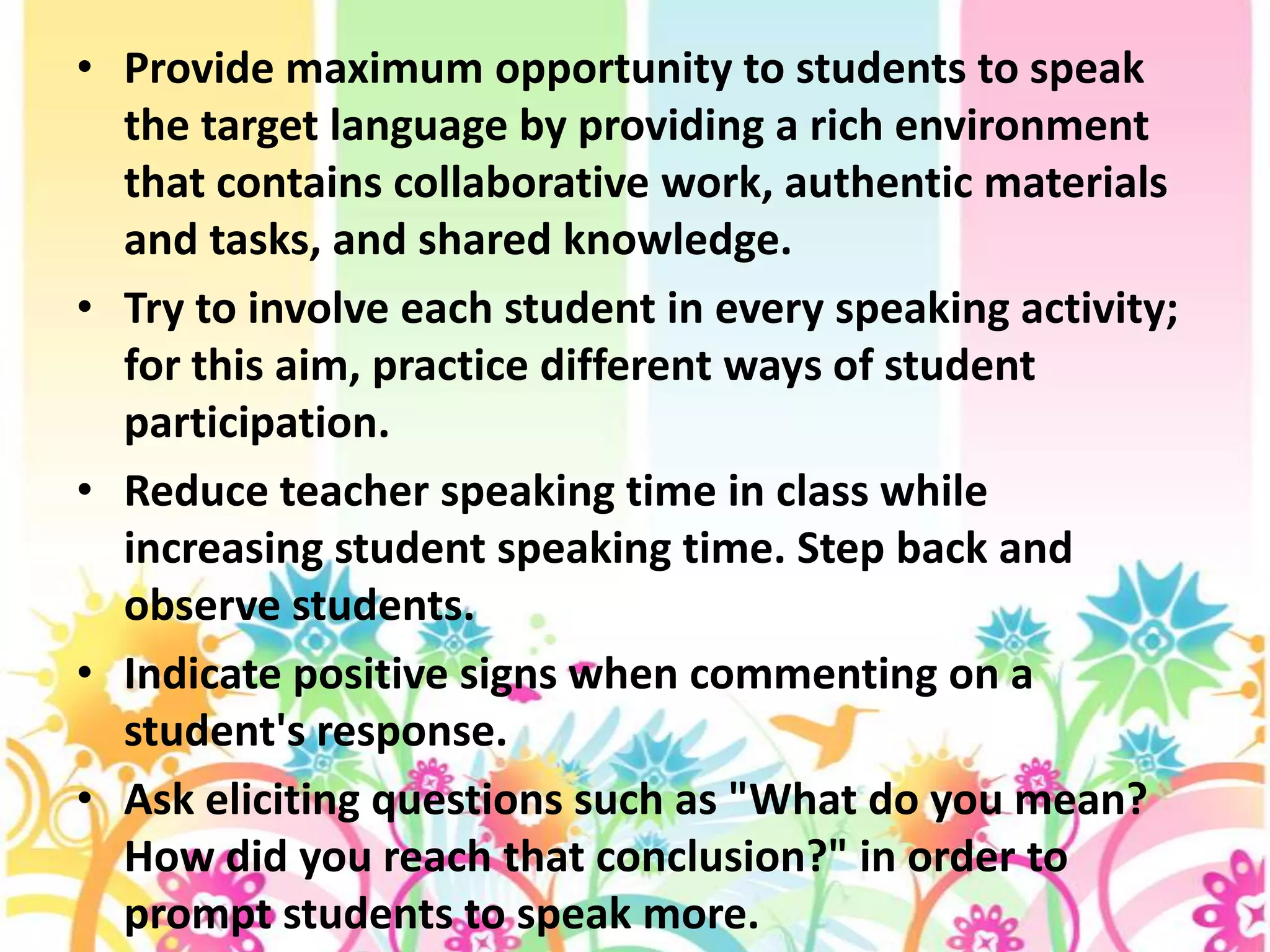 Activities in teaching speaking | PPTX