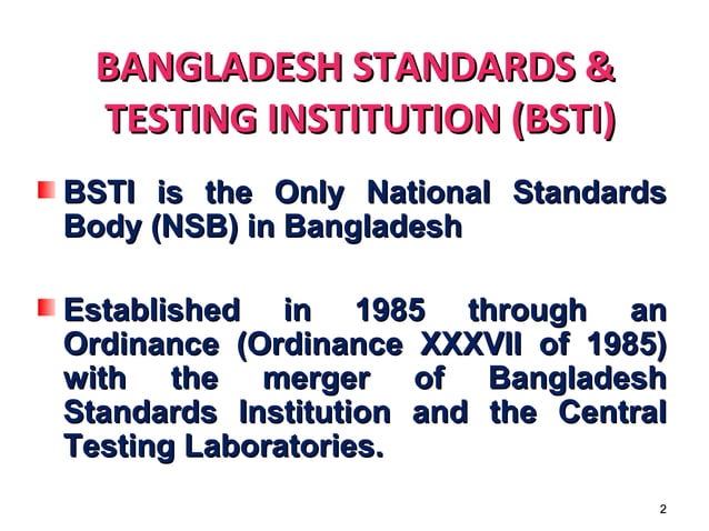 BSTI Certification Course | PPT