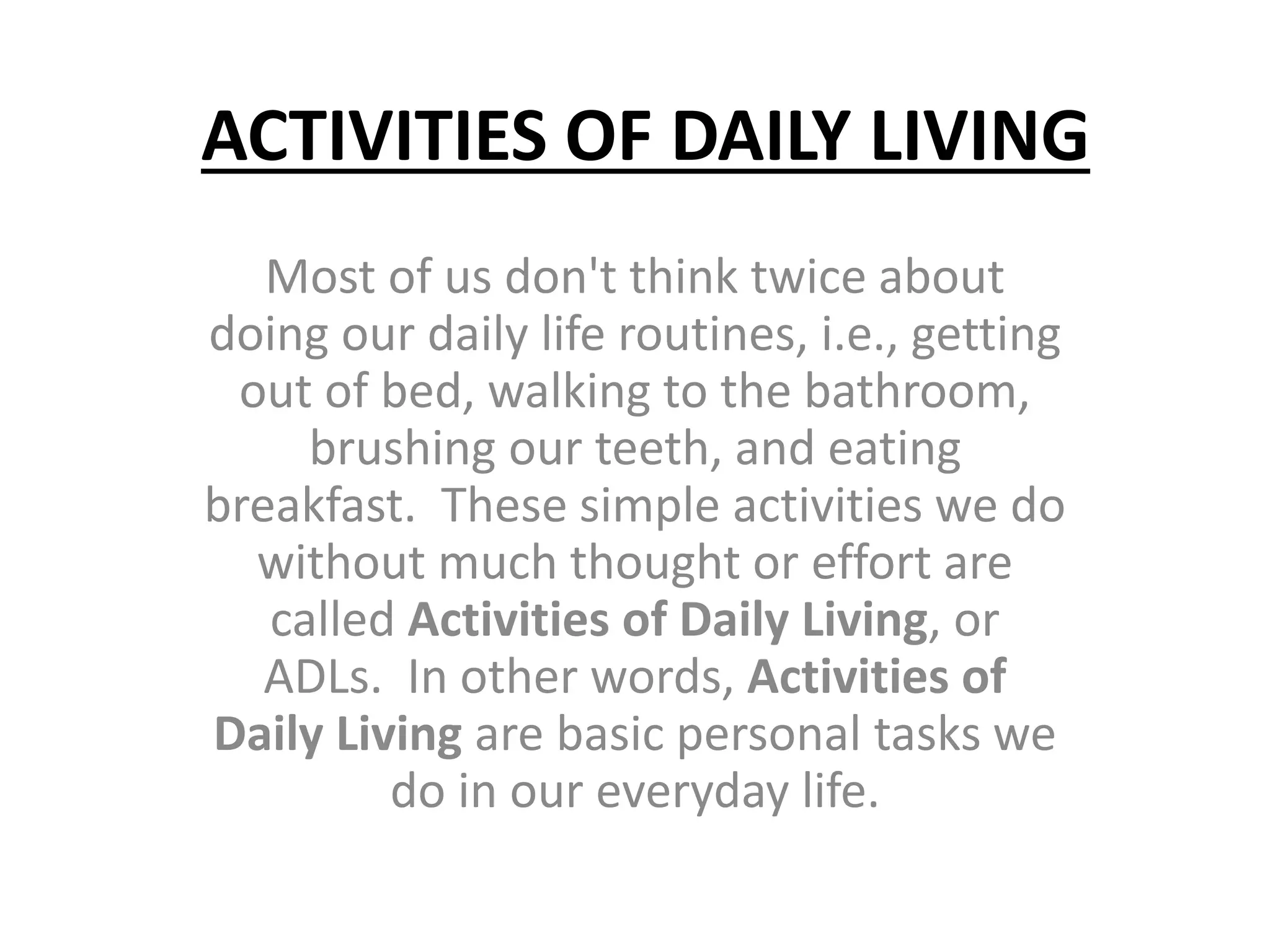 Activities of daily living | PPTX
