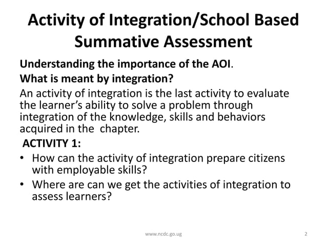 activities of integration.pptx | Educational Assessment | Education