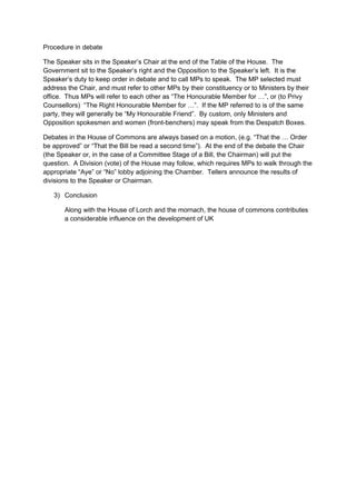 Activities of the house of commons | PDF